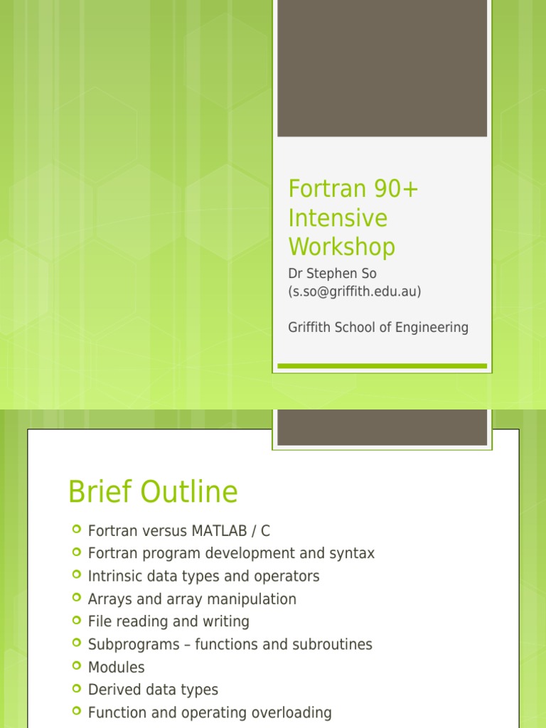 Fortran Workshop Pdf Subroutine Parameter Computer Programming 