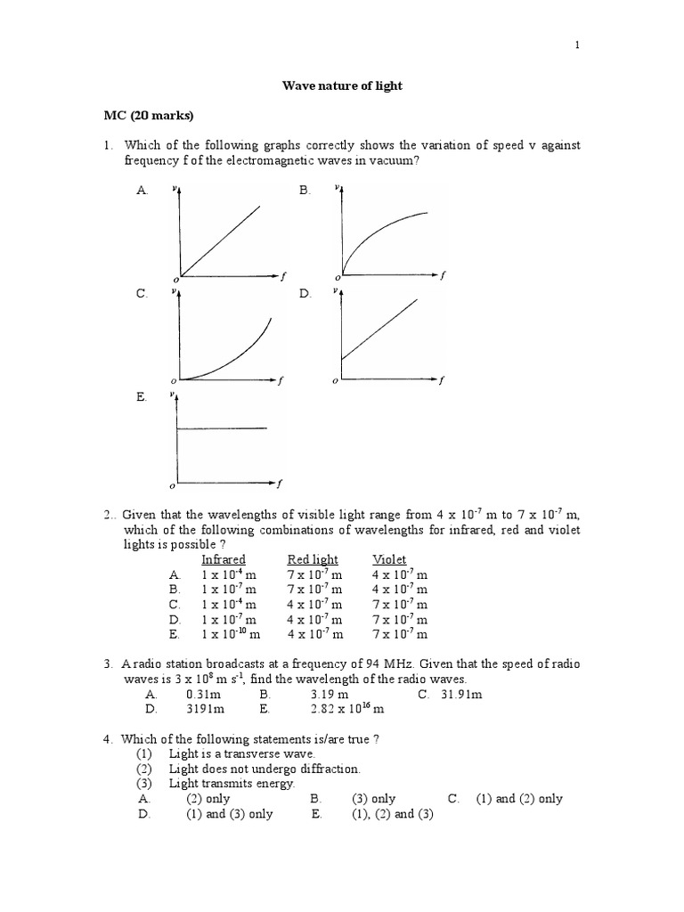 Wave Nature of Light | PDF | Wavelength | Light