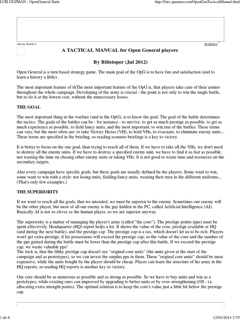Open General Tactical Manual Guide | PDF | Infantry | Wars & Military