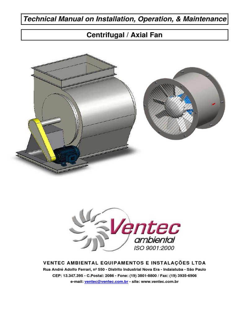 Technical Manual Centrifugal Axial Fan | Download Free PDF | Bearing ...
