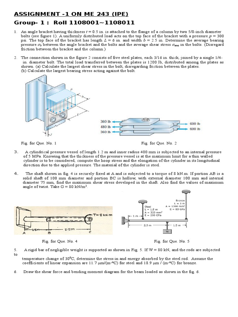 Assignment For IPE | PDF | Stress (Mechanics) | Bending