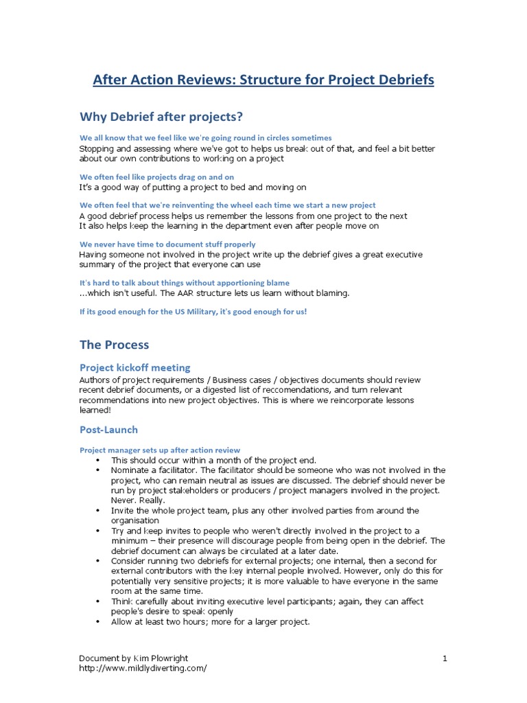 After Action Reviews: Structure For Project Debriefs: Why Debrief After ...
