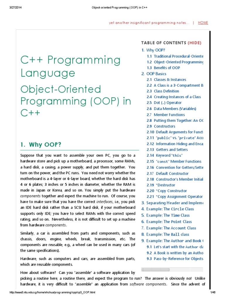 Object-Oriented Programming (OOP) in C++ | PDF | Constructor (Object ...