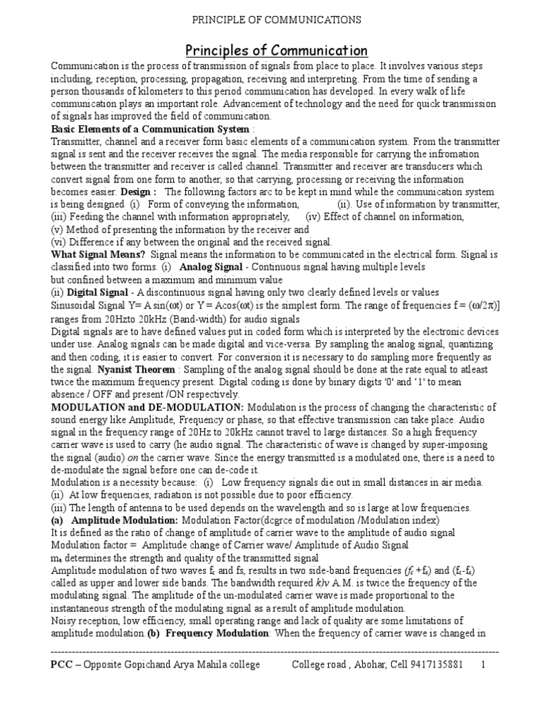 Principles of Communication Systems: A Comprehensive Overview of ...