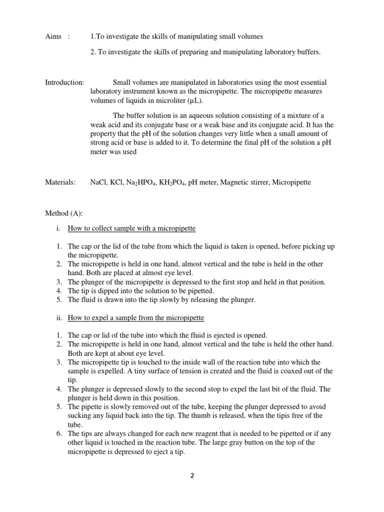 Lab Report Pdf Buffer Solution Phosphate Buffered Saline