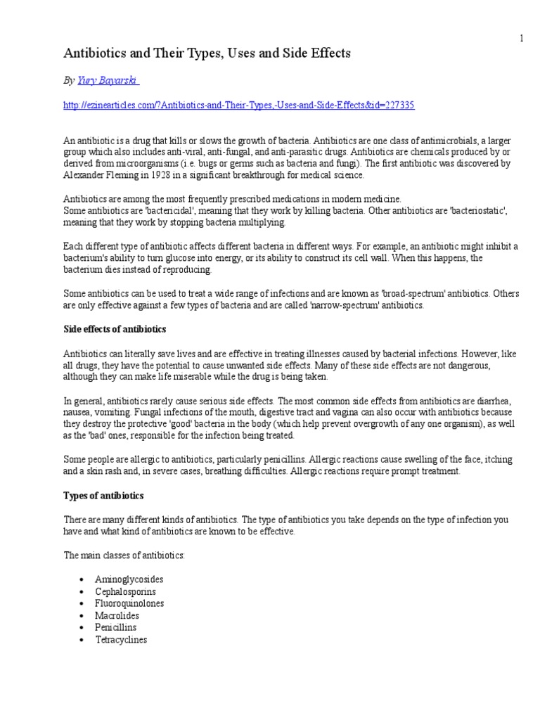 Antibiotics And Their Types Uses Side Effects Pdf Antibiotics