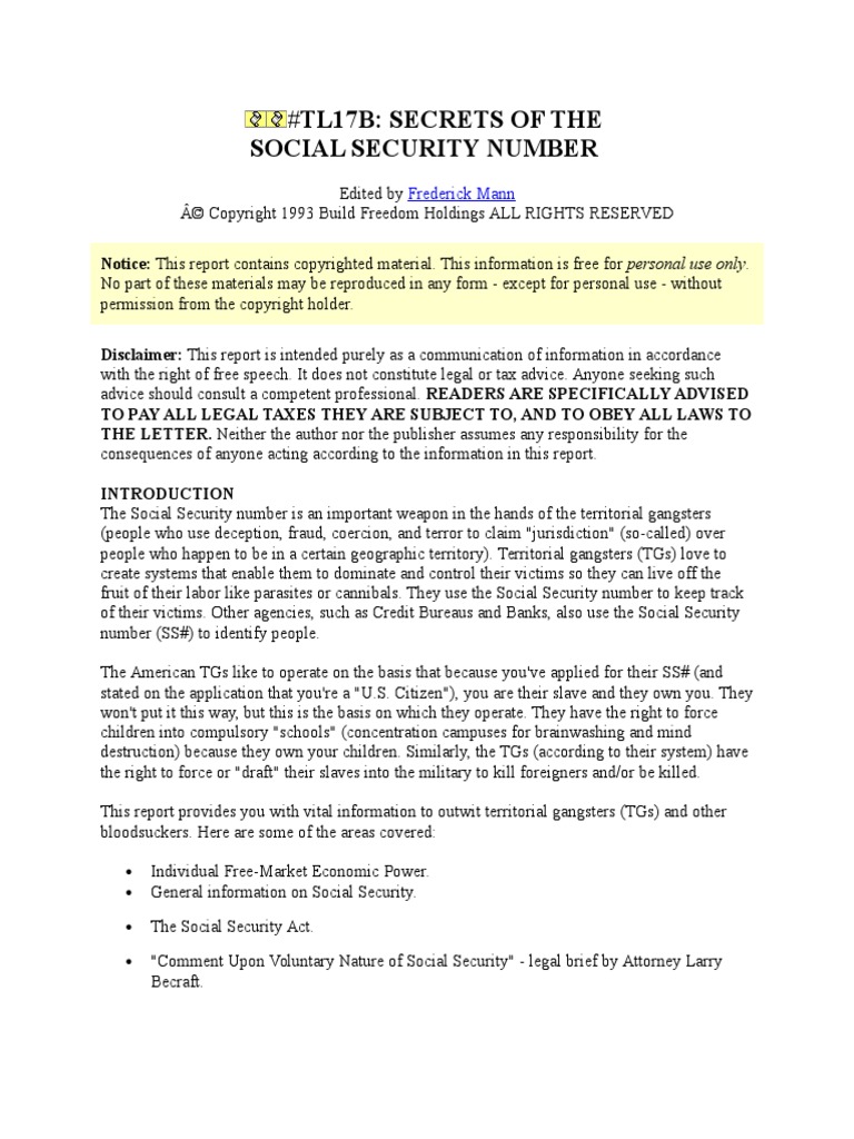 Ss Secrets | PDF | Social Security (United States) | Social Security Number