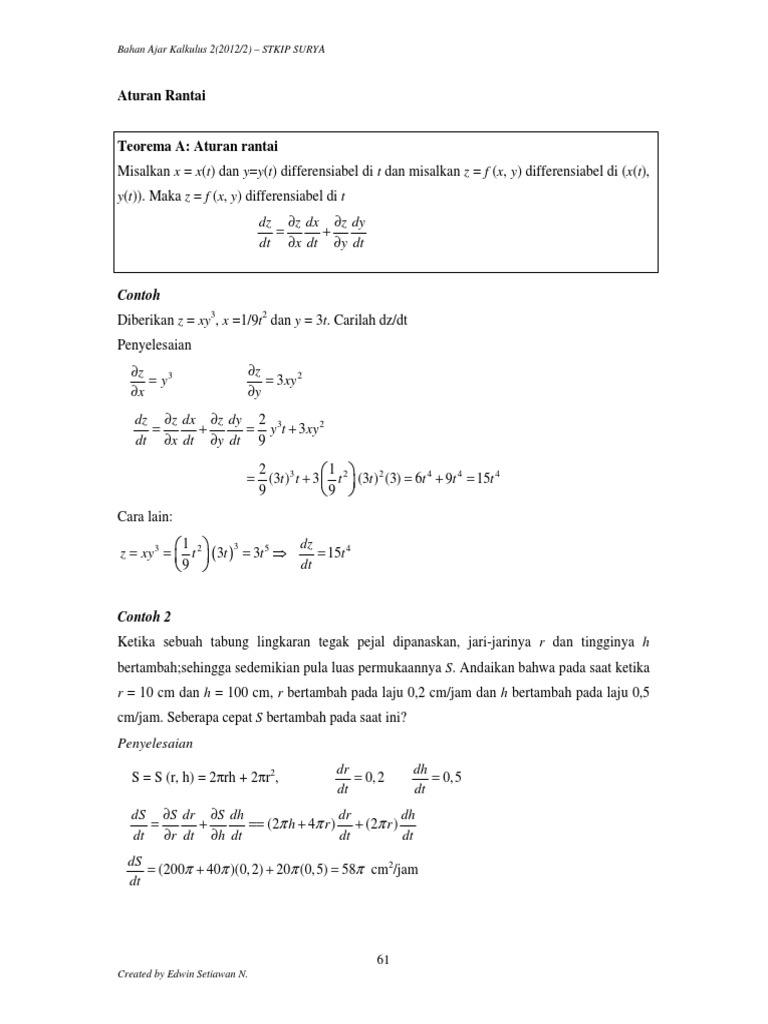 07-Kalkulus 2 Bab 3 Aturan Rantai - Bidang Singgung | PDF