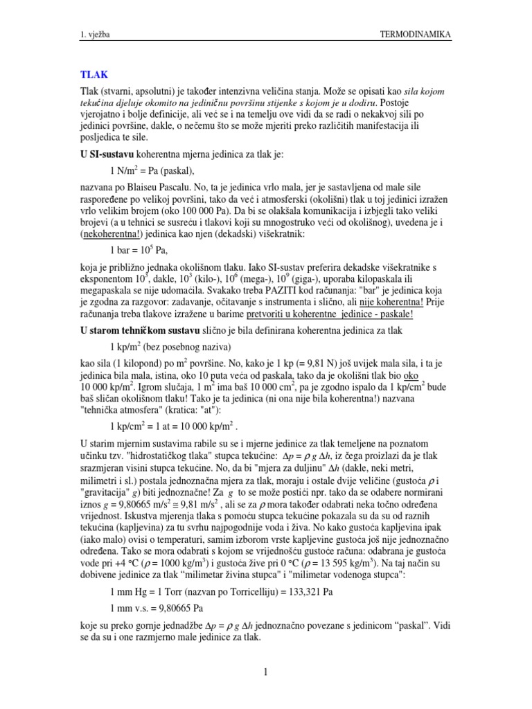 FSB Vjezbe Iz Termodinamike | PDF