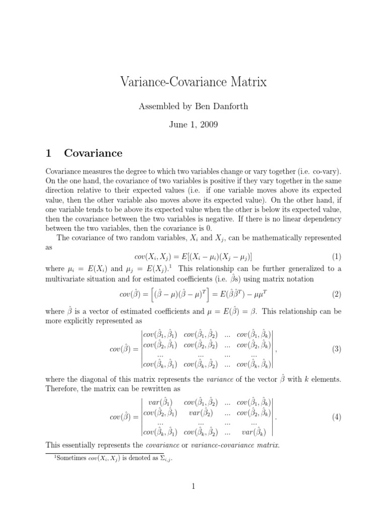 Variance Covariance Matrix | PDF