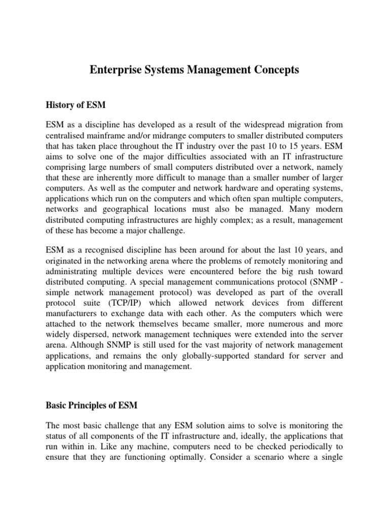Enterprise Systems Management Concepts: History of ESM | PDF | Computer ...