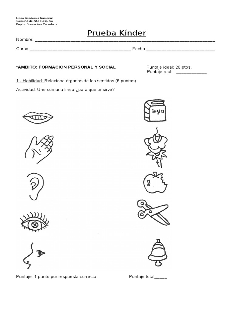 Prueba Diagnóstica para Kínder | PDF | Educación de la primera infancia