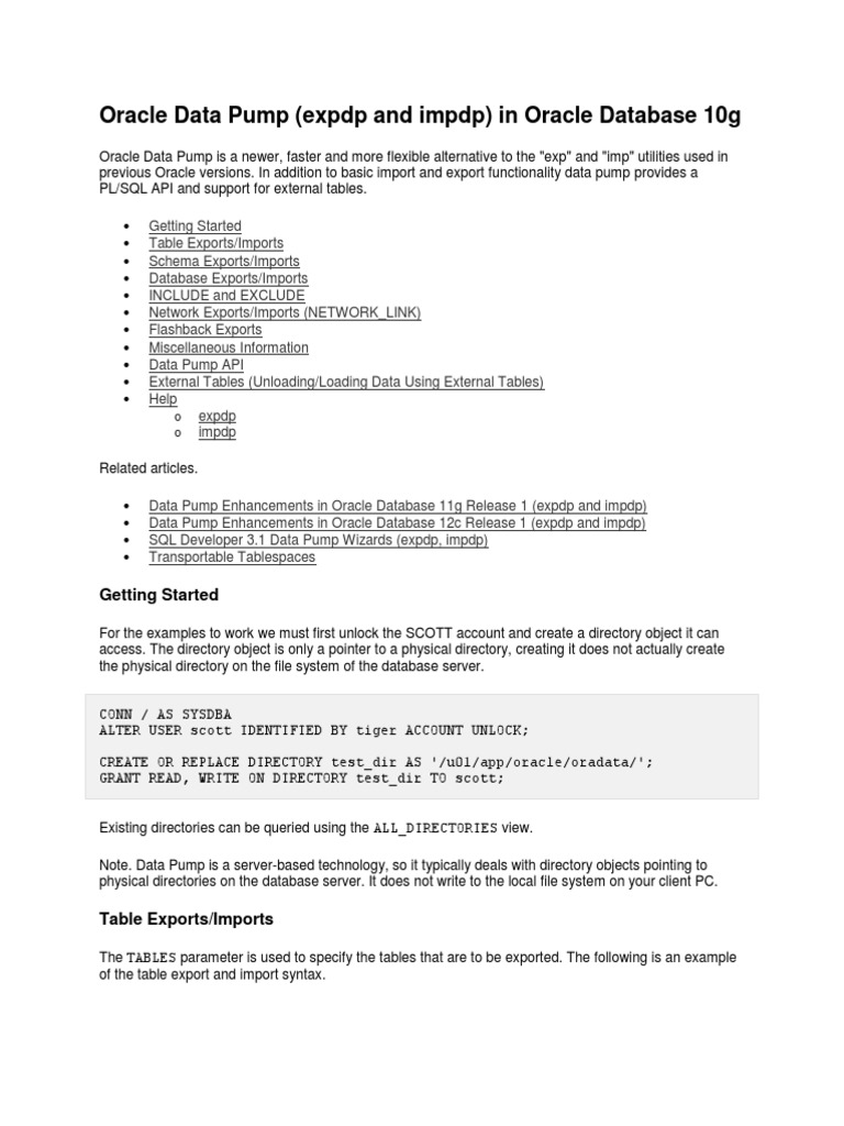 Oracle Data Pump | PDF | Oracle Database | Command Line Interface