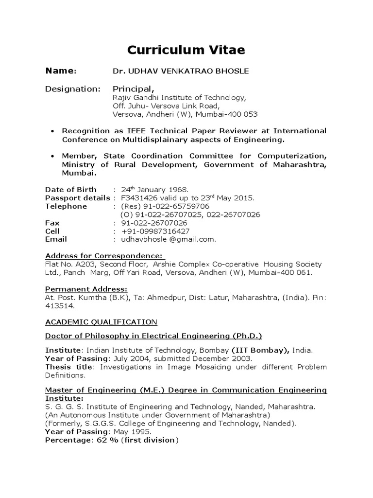 Resume Format Sample | PDF