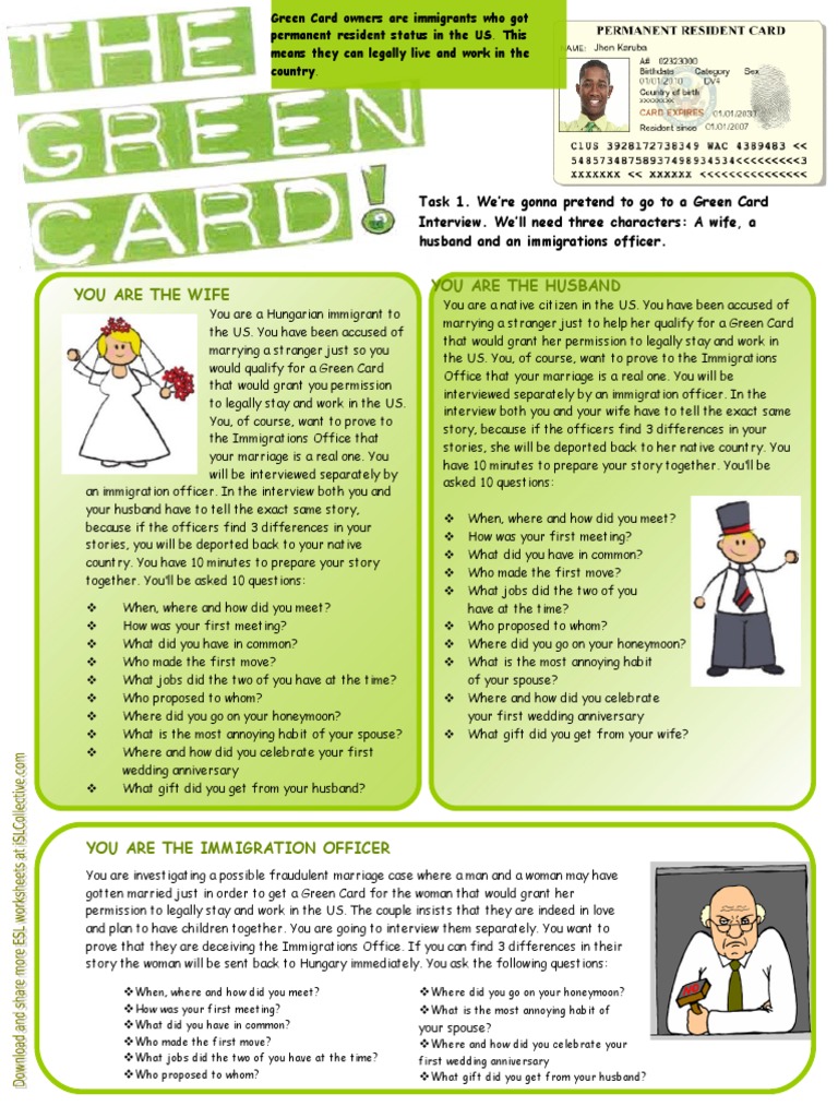 2139 Green Card Alibi Game | PDF | Marriage | Immigration