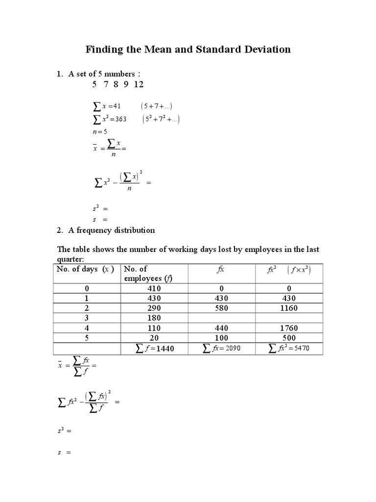 Finding The Mean and Standard Deviation | PDF | Teaching Methods ...