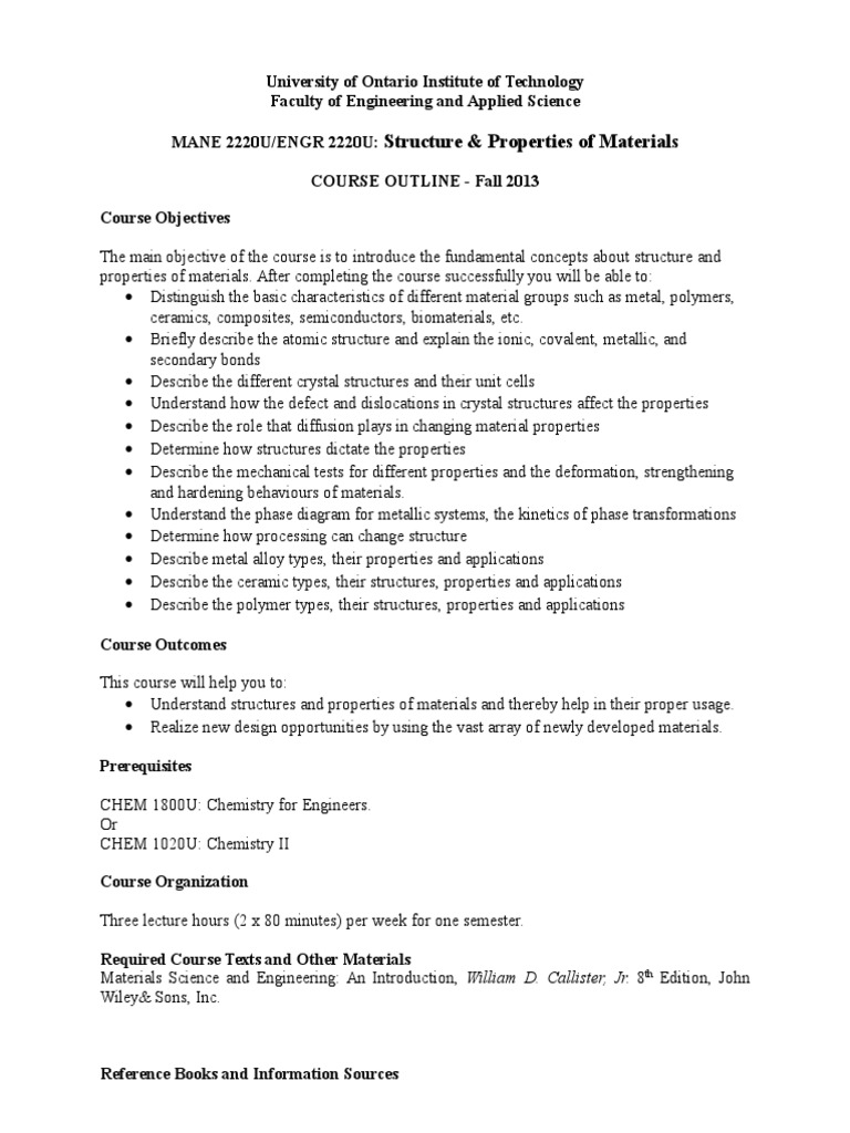 UOIT Materials Structure Properties | PDF | Solid | Materials Science