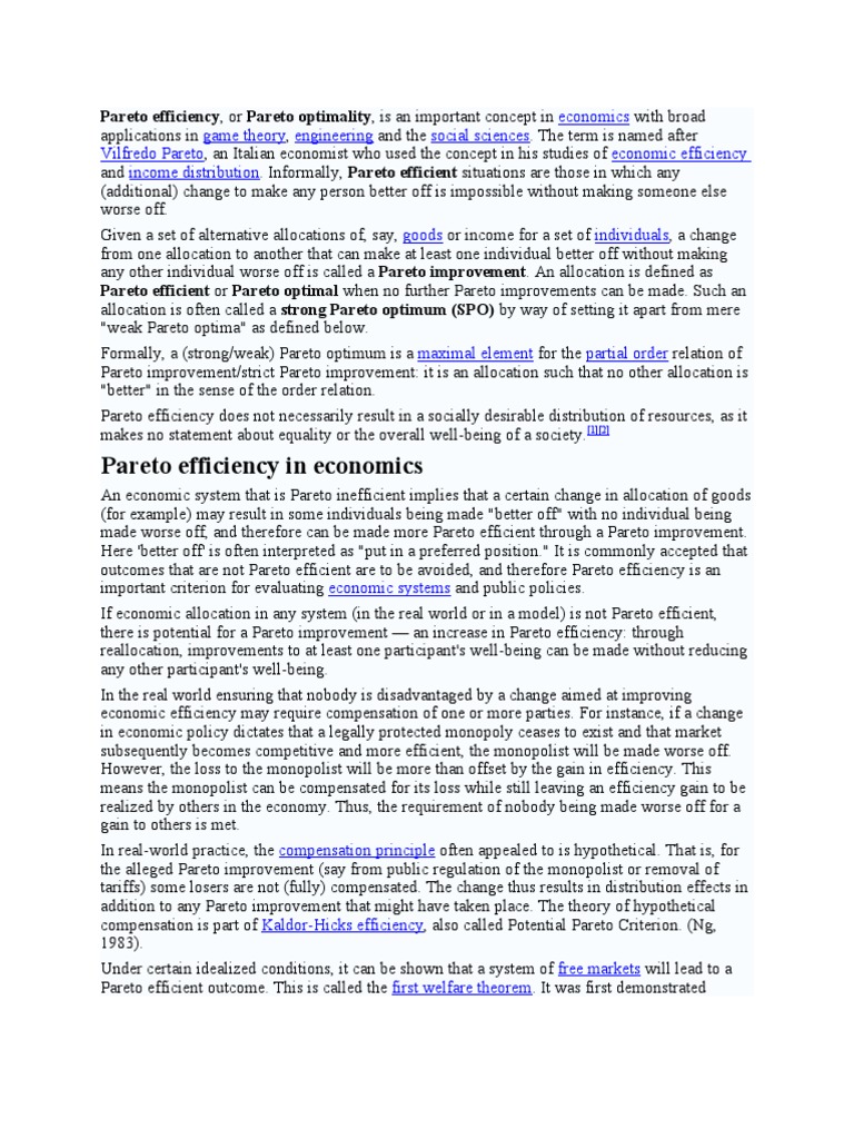 Pareto Efficiency Pdf Pareto Efficiency Economics 3479