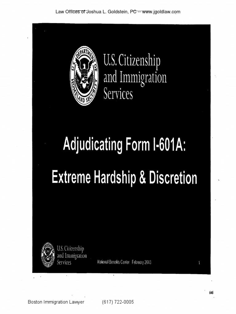 I-601A Waiver USCIS Training Materials | PDF