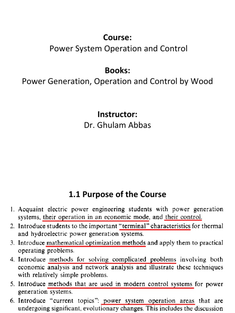 Power System Operation Course Overview | PDF