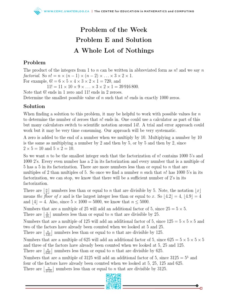 Problem of The Week Problem E and Solution A Whole Lot of Nothings ...