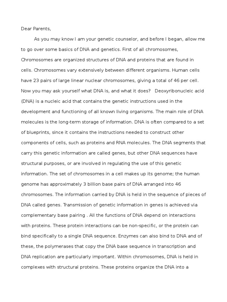 Genetic Counselor Letter | Dna | Mutation