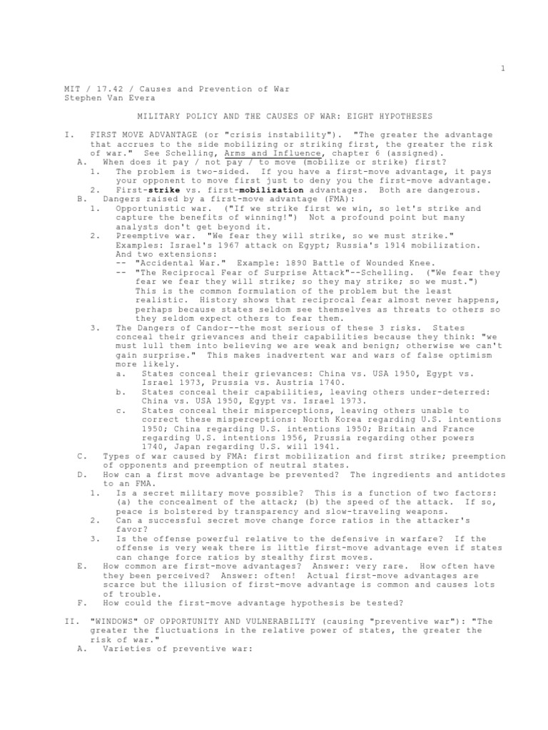 MIT17 - Causes and Prevention of War - Van Evera | PDF | Disarmament ...