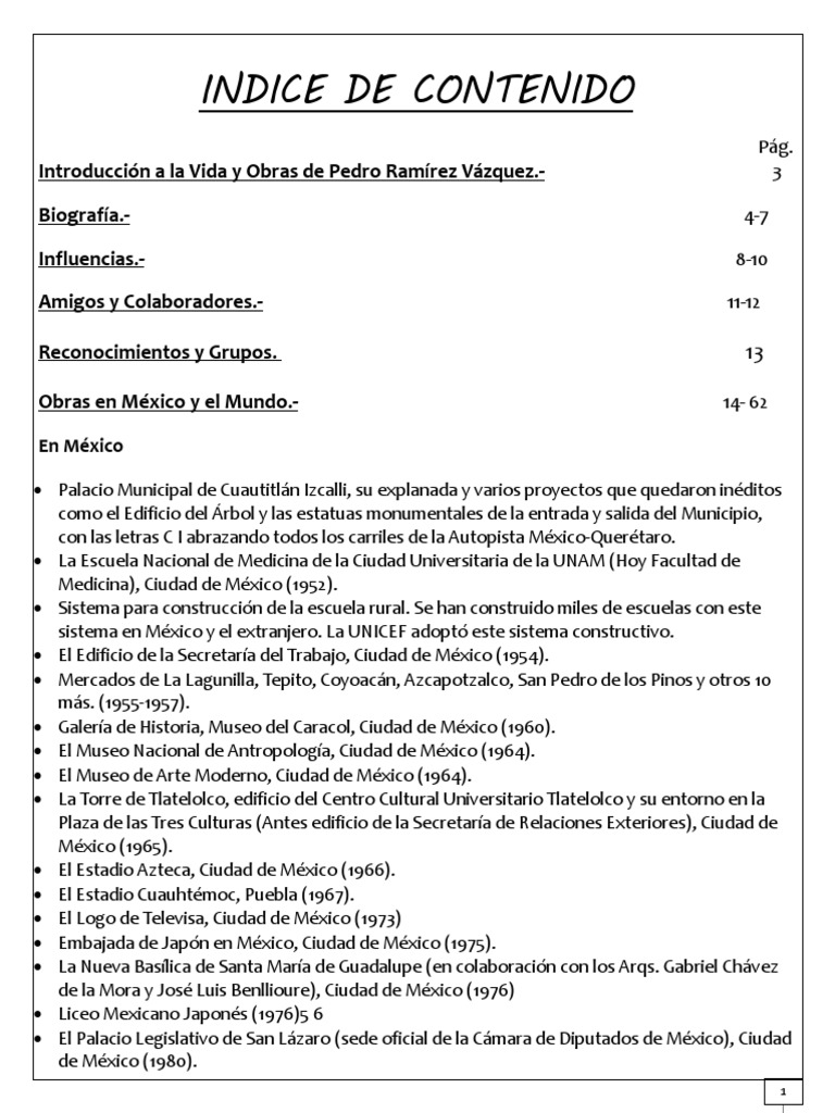 Pedro Ramirez Vazquez Vida y Obras | PDF
