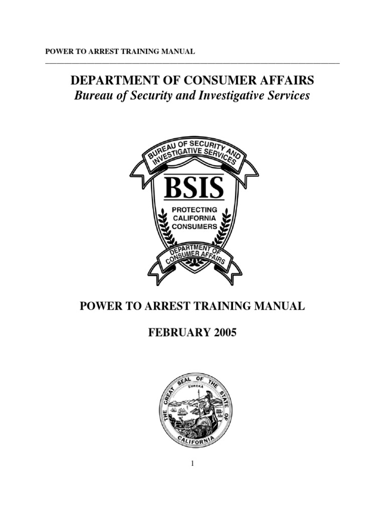 BSIS Manual Power To Arrest 2013 | Download Free PDF | Security Guard ...