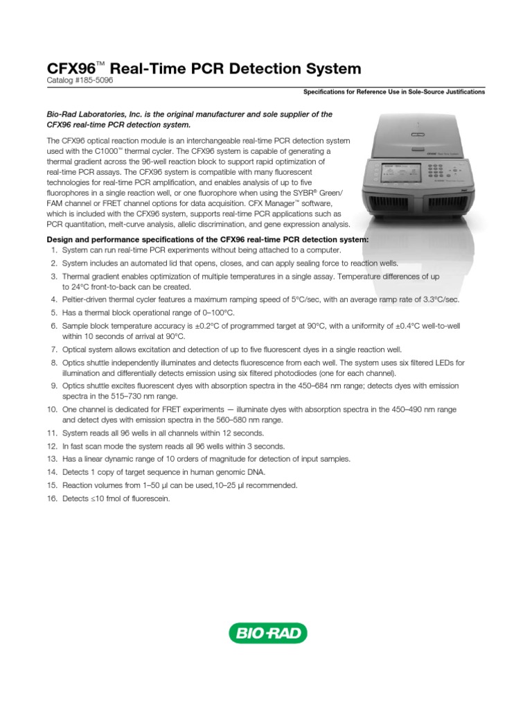 Cfx-96 Sole Source Final | PDF | Real Time Polymerase Chain Reaction ...