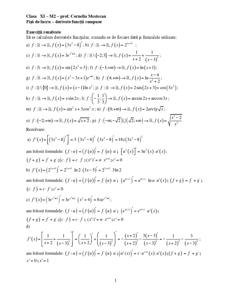 Derivate functii Compuse
