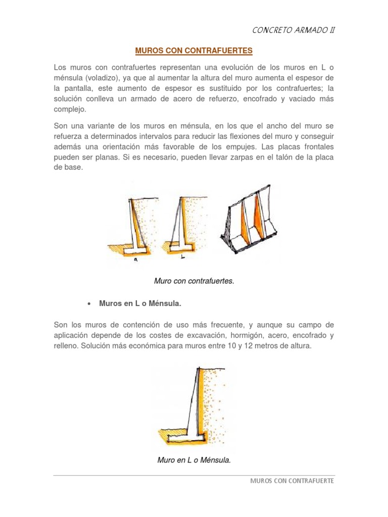 Muros Con Contrafuerte | PDF | Fundación (Ingeniería) | Componentes