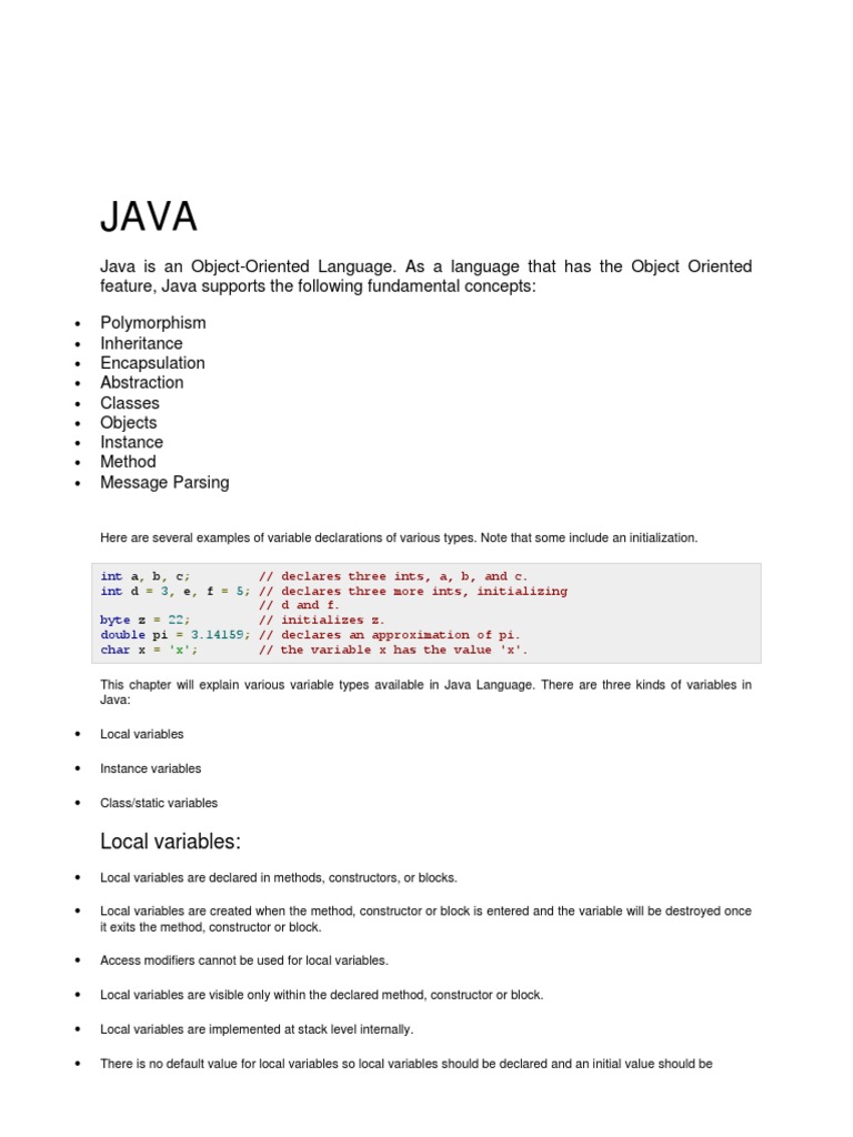 Java Notes Pdf Method Computer Programming Constructor Object
