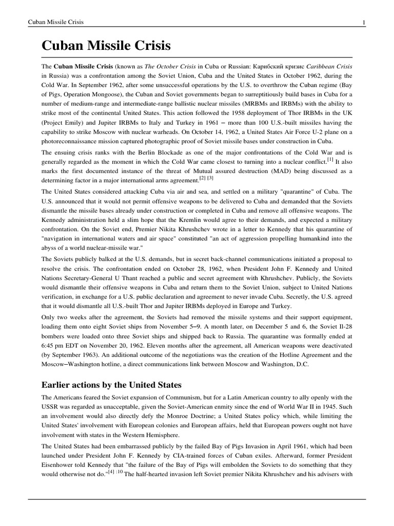 Cuban Missile Crisis | PDF | Cuban Missile Crisis | Lockheed U 2