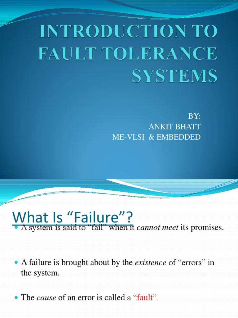 Introduction To Fault Tolerance | PDF | Fault Tolerance | Electronic ...