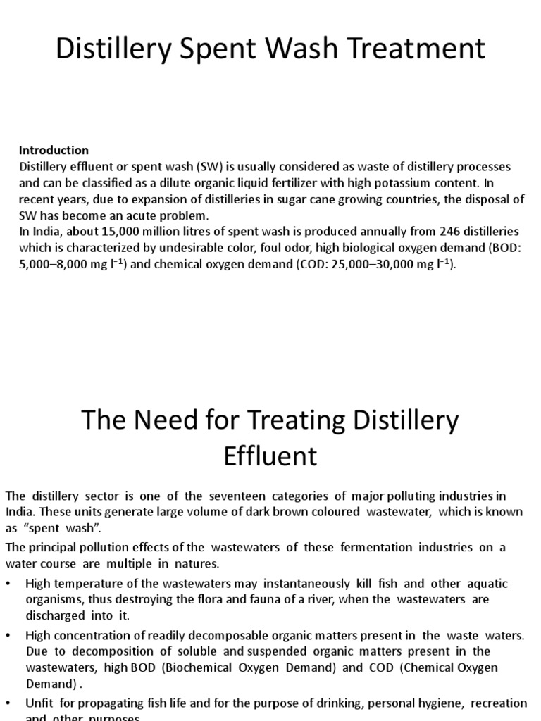 Distillery Spent Wash Treatment | PDF | Wastewater | Liquids