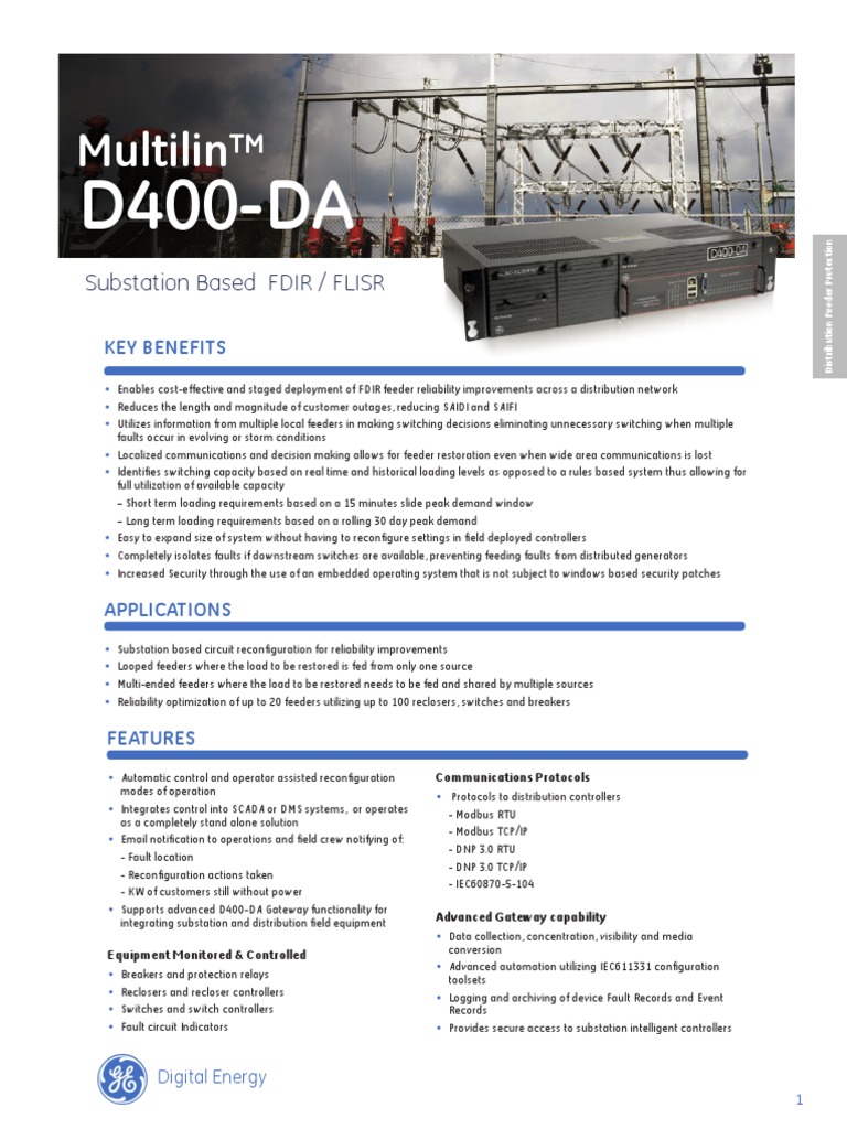 d400 Da PDF | Download Free PDF | Scada | Electrical Substation