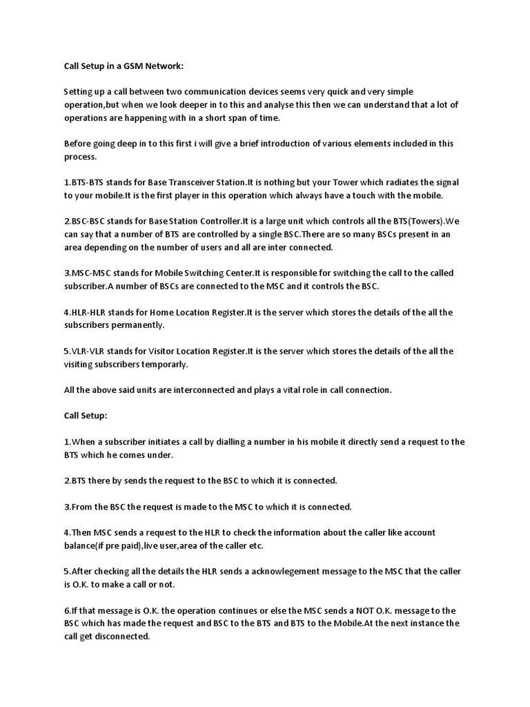Call Setup in A GSM Network | PDF | Telecommunications Infrastructure ...