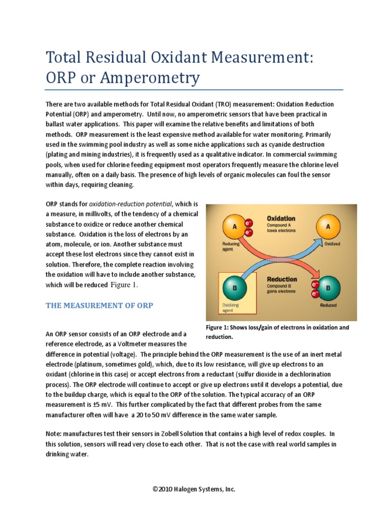 ORP Versus Amperometry | PDF | Ph | Chlorine