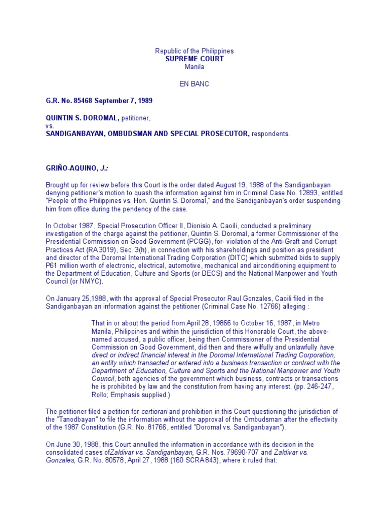 Doromal Vs Sandiganbayan | PDF | Law