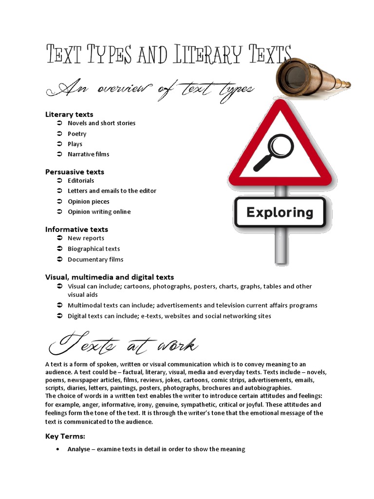 Literary Text Types and Analysis | PDF | Writers | Narrative