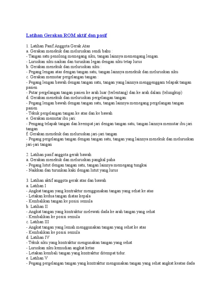 Latihan Gerakan ROM Aktif Dan Pasif | PDF | Pengembangan Diri