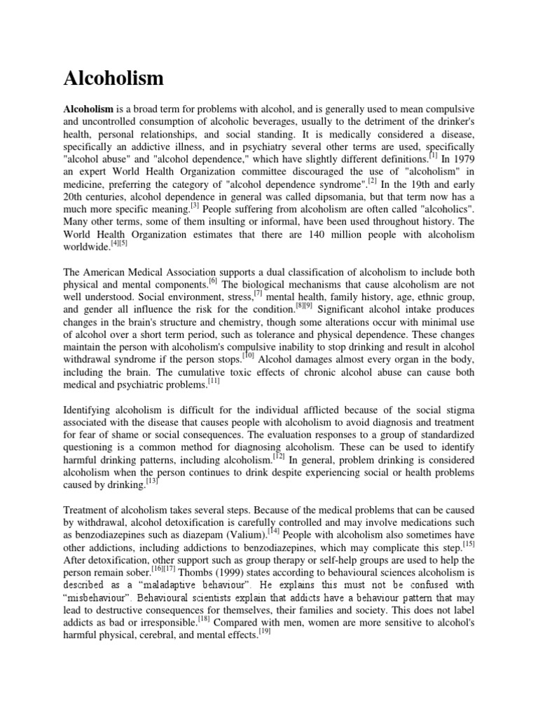 Alcoholism: Alcoholism Is A Broad Term For Problems With Alcohol, and ...