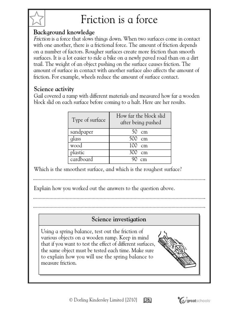 Friction Worksheet | PDF | Friction | Surface Roughness
