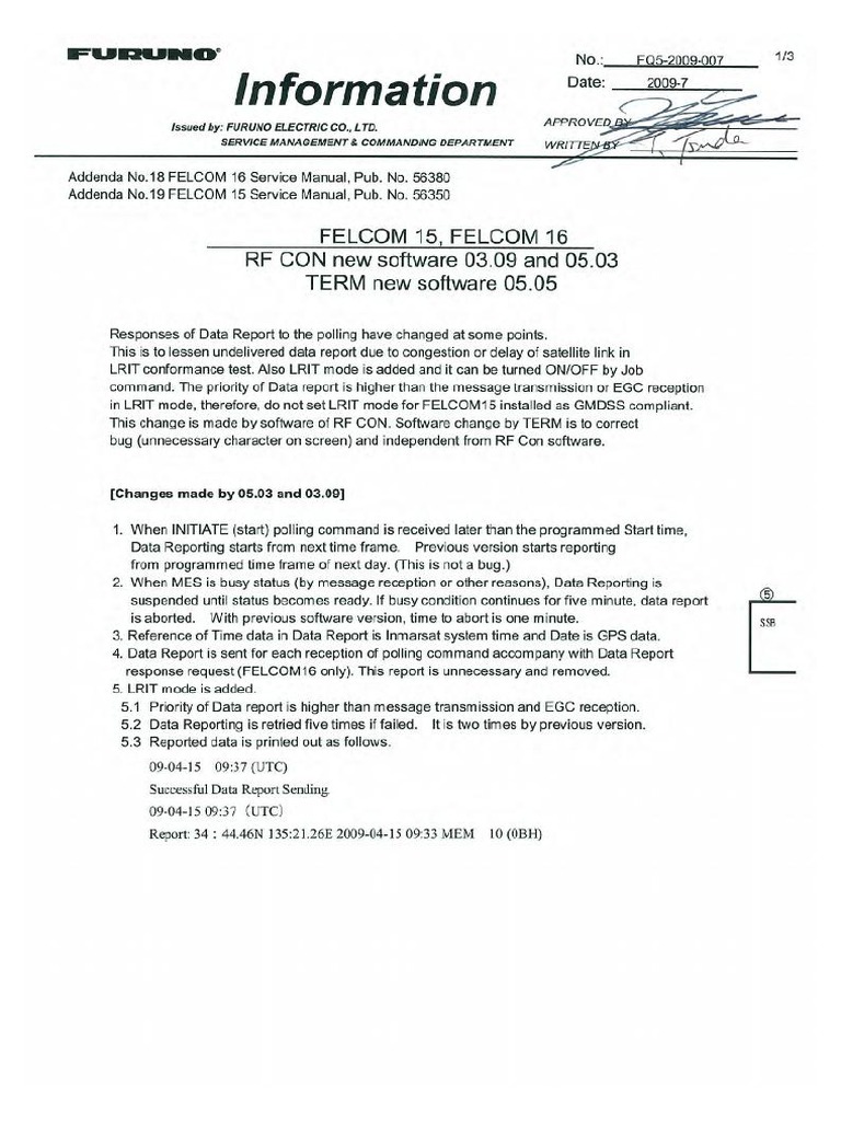 Felcom15 Lrit Check List | PDF