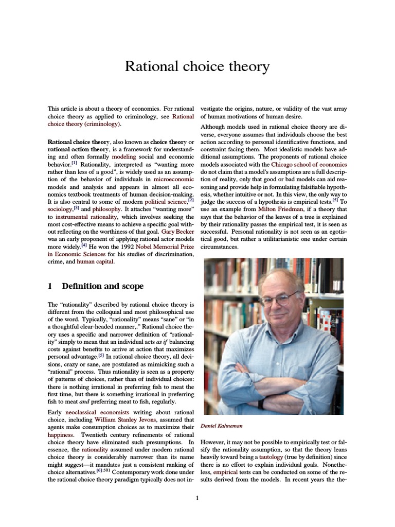 Rational Choice Theory, Also Known As Choice Theory | PDF ...