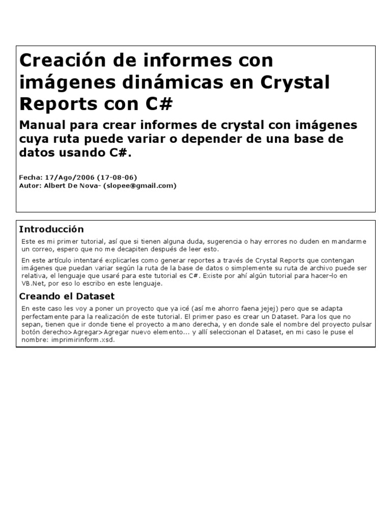Creación de Informes Con Imágenes Dinámicas en Crystal Reports Con C ...
