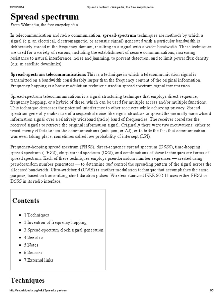 Spread Spectrum - Wikipedia, The Free Encyclopedia | Download Free PDF ...