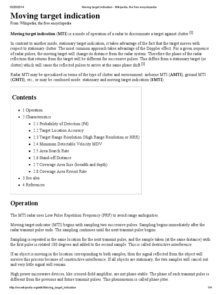Moving Target Indication - Wikipedia, The Free Encyclopedia | Microwave ...