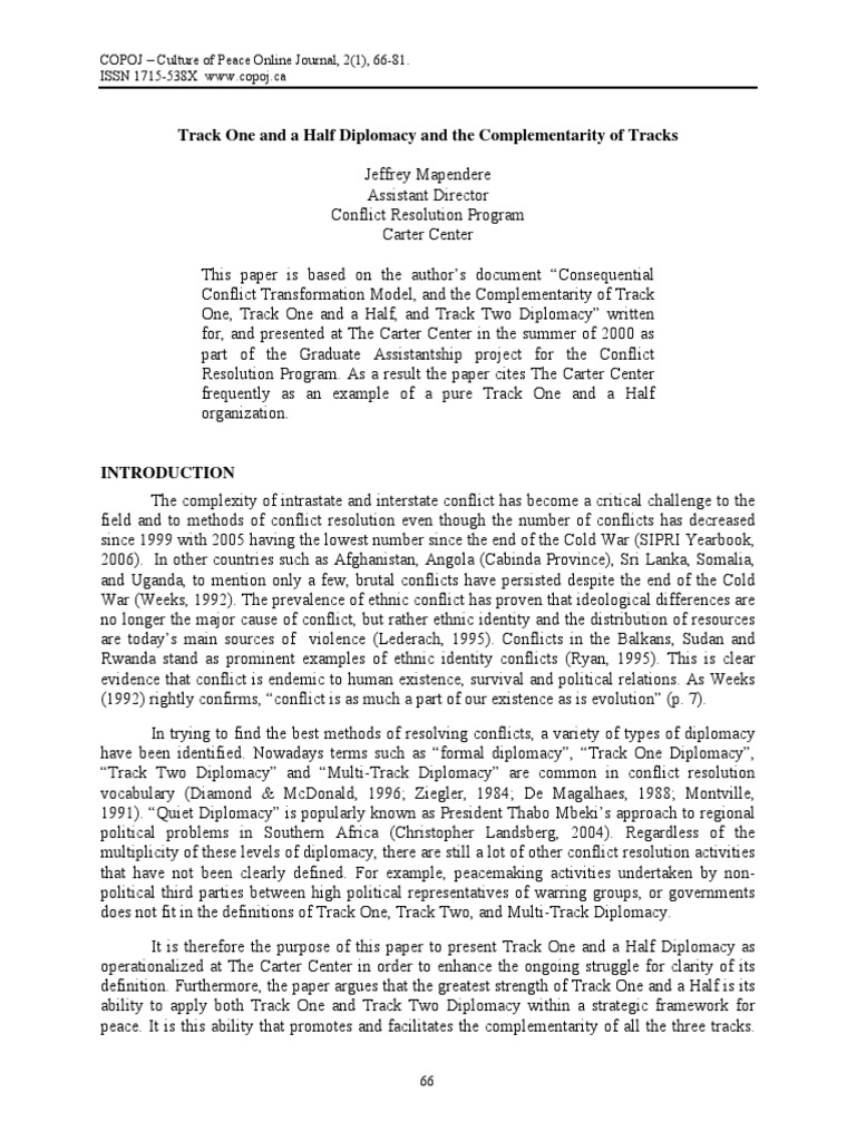 Track One and a Half Diplomacy Explained | PDF | Diplomacy | Peacebuilding